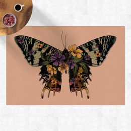 Kork-Teppich - Illustration floraler Madagaskar Schmetterling - Illustration bunt Tiere Korkmatte Schmetterlinge Wohnzimmer Schlafzimmer