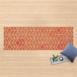 Kork-Teppich - Take the Cake Gold und Rose - Illustration rosa Aquarell Geometrisch Wohnzimmer Schlafzimmer