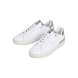 Pepe Jeans Footwear Leder-Sneakers "Camden" in Wei&szlig;/ Silber - 53% | Gr&ouml;&szlig;e 39 | Damen-sneakers