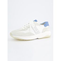 Paul Green Leder-Sneakers in Wei&szlig;/ Hellblau - 47% | Gr&ouml;&szlig;e 42 | Damen-sneakers