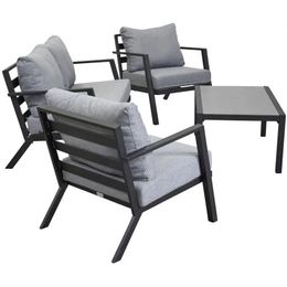 LC Garden Lounge-Set Sondrino 4 tlg. Schwarz/Silber/Betonoptik