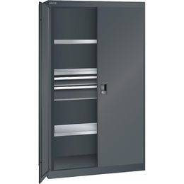 LISTA ESD-Schwerlastschrank, H 1950 mm, 3 Fachb&ouml;den, 2 Schubladen, BxT 1100 x 641 mm, anthrazitgrau