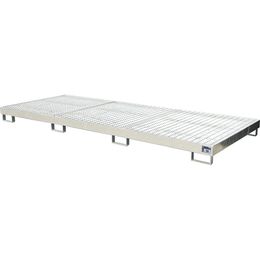 eurokraft pro Stahl-Auffangwanne, Auffangvolumen 240 l, f&uuml;r 10 x 200 l F&auml;sser, feuerverzinkt