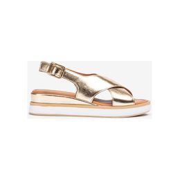 Unisa Leder-Keilsandaletten in Gold - 52% | Gr&ouml;&szlig;e 40 | Damen-sandalen