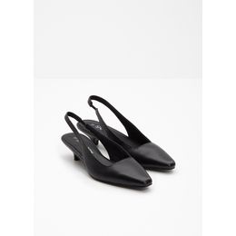 bonprix Slingpumps aus Leder, schwarz, Gr.38, Eleganter Slingpumps aus Leder mit modischem Absatz, aus Glattleder