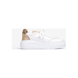 Unisa Leder-Sneakers in Wei&szlig;/ Hellbraun/ Gold - 63% | Gr&ouml;&szlig;e 36 | Damen-sneakers