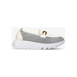 Unisa Leder-Mokassins in Wei&szlig;/ Grau - 60% | Gr&ouml;&szlig;e 38 | Damen-schuhe-halbschuhe
