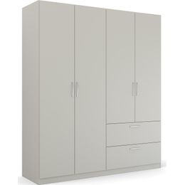 Dreht&uuml;renschrank Rauch "Kleiderschrank Schrank Garderobe Ankleide PURE BY QUADRA SPIN", grau (seidengrau), B:181cm H:210cm T:54cm, Holzwerkstoff, Schr&auml;nke, Dreht&uuml;renschrank, in puristischem Design mit Griffen in Alufarben MADE IN GERMANY