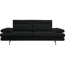 3,5-Sitzer Calia italia "Toby Wing, 228 cm breit, italienisches Designsofa, Megasofa", schwarz (nero bull), B:228cm H:90cm T:113cm, Leder BULL (100% Leder), Sofas, inkl. Sitztiefenverstellung und Armteilfunktion, F&uuml;&szlig;e in Schwarz matt