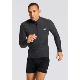Laufshirt New Balance "Space Dye 1/4 Zip", Herren, Gr. XXL, schwarz, Web, Obermaterial: 84% Polyester, 16% Elasthan, unifarben, Rundhals, Shirts Laufshirt, mit Label