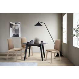 Polsterstuhl stressless "Laurel", braun (almond paloma, schwarz), B:57cm H:92cm T:59cm, Leder PALOMA: PALOMA ist ein durchgef&auml;rbtes Semianilin-M&ouml;belleder mit nat&uuml;rlicher Narbung., St&uuml;hle, Polsterstuhl, Low Back, Gr&ouml;&szlig;e L, mit abgerundeten Beinen in Schwarz