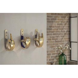 Riess Ambiente Extravagantes 3er Set Kleiderhaken FINGERS messing Metall-Aluminium Wandgarderobe Riess-Ambiente Modern Retro Vintage