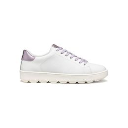 Geox Leder-Sneakers "Spherica Ecub" in Wei&szlig;/ Lila - 45% | Gr&ouml;&szlig;e 39 | Damen-sneakers