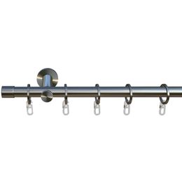Gardinenstange Indeko "Linz", edelstahl, optik, L:360cm &Oslash;:16mm, Eisen, Gardinenstangen, Komplett-Set inkl. Ringen,Faltenlegehaken und Montagematerial