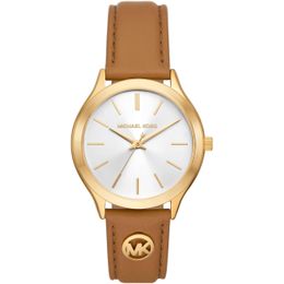 Quarzuhr Michael Kors "SLIM RUNWAY", braun (cognacfarben), Armbanduhren, Damen, Quarzuhr, Armbanduhr, Damenuhr, Lederarmband, analog