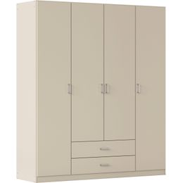 Dreht&uuml;renschrank Rauch "Kleiderschrank Garderobe GAMMA Breiten 91/136/181/226/271/315/360 cm", beige (champagner), griffe alu, B:181cm H:210cm T:54cm, Holzwerkstoff, Schr&auml;nke, Dreht&uuml;renschrank, mit Schubladen, verschiedene Griff-Varianten TOPSELLER MADE IN GERMANY