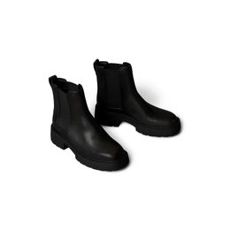 Damen Chelseaboots "CHUNKY CHELSEA BOOT LTH", Calvin Klein Jeans, Gr. 39, schwarz, Elastischer Einsatz, Leder, unifarben, Schuhe, Schlupfboots,