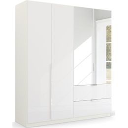 Dreht&uuml;renschrank Rauch "Kleiderschrank Schrank Garderobe Ankleide GLAMOUR BY QUADRA SPIN", wei&szlig; (alpinwei&szlig;, hochglanz wei&szlig;), B:181cm H:210cm T:54cm, Holzwerkstoff, Schr&auml;nke, Dreht&uuml;renschrank, mit Spiegel und Hochglanz-Front, Stangengriff MADE IN GERMANY