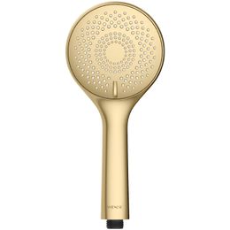 Handbrause Wenko "Watersaving", gold, B:11cm T:11cm, Duschk&ouml;pfe, Handbrause, &Oslash; 11 cm, Bis zu 40% Wasser Ersparnis