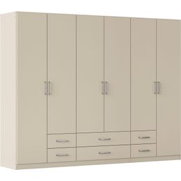 Dreht&uuml;renschrank Rauch "Kleiderschrank Garderobe GAMMA Breiten 91/136/181/226/271/315/360 cm", beige (champagner), griffe chrom, B:271cm H:210cm T:54cm, Holzwerkstoff, Schr&auml;nke, Dreht&uuml;renschrank, mit Schubladen, verschiedene Griff-Varianten TOPSELLER MADE IN GERMANY