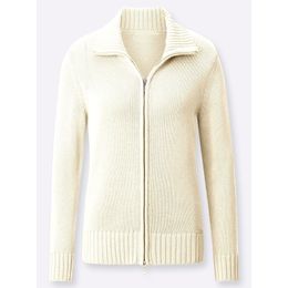 Casual Looks Damen Strickjacke, wei&szlig;, Gr. 44, unifarben, 50% Baumwolle, 50% Polyacryl, Strickjacken