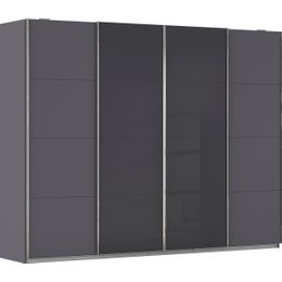 Schwebet&uuml;renschrank Rauch "Kleiderschrank Schrank Garderobe W&auml;scheschrank Ankleide SYNCRONO", grau (graumetallic, basaltglas), B:271cm H:211cm T:62cm, Holzwerkstoff, Schr&auml;nke, Schwebet&uuml;renschrank, Mittelt&uuml;ren mit praktischer Synchron-&Ouml;ffnung MADE IN GERMANY