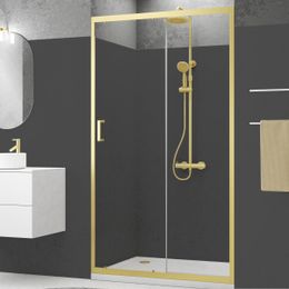 Walk-in-Dusche MARWELL "Golden Stage", gold, H:200cm T:120cm, Duschw&auml;nde, Schiebet&uuml;r mit &Ouml;ffnungsbreite 49 cm, goldene Aluminiumprofile