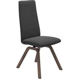 Polsterstuhl stressless "Laurel", grau (charcoal dinamica, walnuss), B:49cm H:105cm T:60cm, Microfaser DINAMICA (88% Polyester, 12% Polyurethan), St&uuml;hle, Polsterstuhl, High Back, Gr&ouml;&szlig;e M, mit schr&auml;ggestellten Beinen in Walnuss
