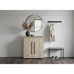 Hochkommode Home Affaire "Bali", beige (eiche, sand, nachbildung), B:85cm H:92cm T:50cm, Holzwerkstoff, Kunststoff, Sideboards, T&uuml;rkommode, mit Melaim-Oberfl&auml;che