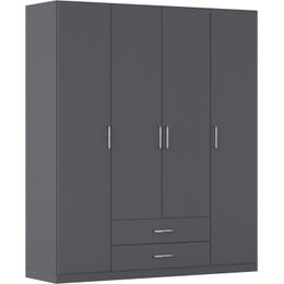 Dreht&uuml;renschrank Rauch "Kleiderschrank Garderobe GAMMA Breiten 91/136/181/226/271/315/360 cm", graumetallic, griffe chrom, B:181cm H:210cm T:54cm, Holzwerkstoff, Schr&auml;nke, Dreht&uuml;renschrank, mit Schubladen, verschiedene Griff-Varianten TOPSELLER MADE IN GERMANY