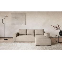 Ecksofa COTTA "Giro L-Form, Recamiere, Breite 252 cm", nature, B:252cm H:86cm T:170cm, Sofas, Ecksofa, wahlweise mit Bettkasten und Trendbezug CORD