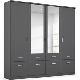 Kleiderschrank Rauch "Kleiderschrank Schrank Garderobe deckenhoher Schrank BREMEN", grau (graumetallic), B:181cm H:199cm T:58cm, Holzwerkstoff, Schr&auml;nke, Kleiderschrank, in vielen Farbvariationen, inkl. Kranzblende MADE IN GERMANY