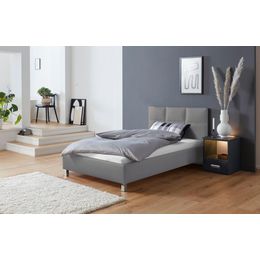 Polsterbett, grau, B:130cm H:98cm L:210cm, Bezug Bett: 100% Polyurethan;Bonnell-Federkernmatratze: 51% Polypropylen, 39% Polyester, 10% Baumwolle;Kaltschaummatratze: 100% Polyester, Bezug abnehm- und waschbar bis 60C, Westfalia Schlafkomfort, Betten, Polsterbett