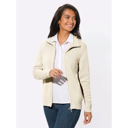 Casual Looks Damen Strickjacke, wei&szlig;, Gr. 42, unifarben, 50% Baumwolle, 50% Polyacryl, Strickjacken