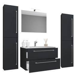 Waschtisch Vcm "5-tlg. Waschplatz Waschtisch Badinos Schublade SP", schwarz, B:130cm T:46cm, Waschtische, Waschtisch