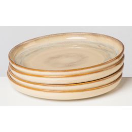 Dessertteller GIPFELST&Uuml;CK "Teller Set, Nebelwald", beige, B:22cm &Oslash;:22cm, Steinzeug, Speiseteller, Scandi-Style, gl&auml;nzende Reaktivglasur, jedes St&uuml;ck ein Unikat