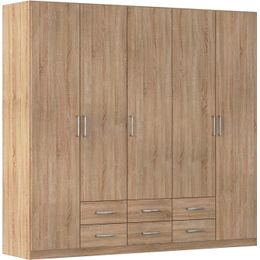 Dreht&uuml;renschrank Rauch "Kleiderschrank Garderobe GAMMA Breiten 91/136/181/226/271/315/360 cm", eiche sonoma, griffe chrom, B:226cm H:210cm T:54cm, Holzwerkstoff, Schr&auml;nke, Dreht&uuml;renschrank, mit Schubladen, verschiedene Griff-Varianten TOPSELLER MADE IN GERMANY