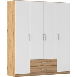 Dreht&uuml;renschrank Rauch "Kleiderschrank Garderobe GAMMA Breiten 91/136/181/226/271/315/360 cm", eiche artisan, alpinwei&szlig;, griffe chrom, B:181cm H:210cm T:54cm, Holzwerkstoff, Schr&auml;nke, Dreht&uuml;renschrank, mit Schubladen, verschiedene Griff-Varianten TOPSELLER MADE IN GERMANY