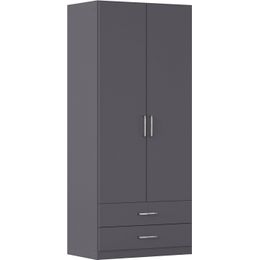 Dreht&uuml;renschrank Rauch "Kleiderschrank Garderobe GAMMA Breiten 91/136/181/226/271/315/360 cm", graumetallic, griffe chrom, B:91cm H:210cm T:54cm, Holzwerkstoff, Schr&auml;nke, Dreht&uuml;renschrank, mit Schubladen, verschiedene Griff-Varianten TOPSELLER MADE IN GERMANY