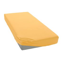 Spannbettlaken bellana "bellana exclusiv aus 100% Mako-Baumwolle, 150 g/m&sup2;, b&uuml;gelfrei", gold (goldfarben), L:200cm, Mako-Jersey, Obermaterial: 100% Baumwolle, Bettlaken, Spannbettlaken, feinste Mako-Baumwolle, Spannbetttuch f&uuml;r Matratzen bis 25cm H&ouml;he