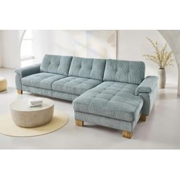Ecksofa DIE PLANBAR "PP-LA19101 L-Form, Breite 316 cm", aqua, B:316cm H:86cm T:177cm, 88% Polyester;12% Polyamid, Sofas, Ecksofa, wahlweise mit Bettfunktion und verstellbaren Kopfst&uuml;tzen, in Cord