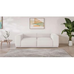 Big-Sofa s.Oliver "EMMERIK Designersofa, 3-Sitzer mit Wellenfederung, B/T/H: 242/98/73 cm", beige (creme), B:242,5cm H:73cm T:98cm, 100% Polyester, Sofas, Big-Sofa, hoher Sitzkomfort, gem&uuml;tlich und modern, auch in Cord