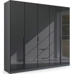 Dreht&uuml;renschrank Rauch "Kleiderschrank Schrank Garderobe Ankleide MODERN BY QUADRA SPIN", grau (graumetallic, glas basalt), B:226cm H:210cm T:54cm, Holzwerkstoff, Schr&auml;nke, Dreht&uuml;renschrank, mit hochwertiger Glasfront und Stangengriff MADE IN GERMANY