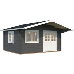 Gartenhaus Palmako "Helena", dunkelgrau, wei&szlig;, Fu&szlig;boden im Gartenhaus, ohne Dacheindeckung, Massivholz, Gartenh&auml;user, Gartenhaus, verschiedene Farben