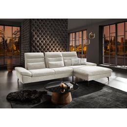 Ecksofa Hukla "HU-HP22156 L-Form", beige (cyber natur), B:309cm H:103cm T:193cm, 100% recyceltes Polyester, Sofas, Ecksofa, inkl. Kopfpolsterverstellung, optional mit Sitztiefenverstellung