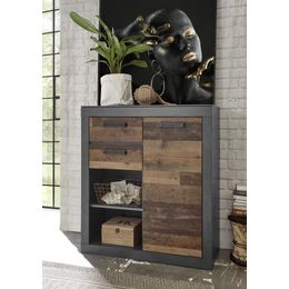 Kommode Home Affaire "BROOKLYN", grau (matera, old mix dekor, absetzung matera), B:92cm H:104cm T:43cm, Holzwerkstoff, Sideboards, Kommode, Breite ca. 92 cm