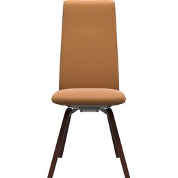 Polsterstuhl stressless "Laurel", braun (new caramel batick, walnuss), B:49cm H:105cm T:60cm, Leder BATICK: BATICK ist ein leicht korrigiertes, durchgef&auml;rbtes und genarbtes M&ouml;belleder, bei dem die meisten Unebenheiten und Spuren in der Regel entfernt wurden., St&uuml;hle, Polsterstuhl, High Back, Gr&ouml;&szlig;e M, mit schr&auml;ggestellten Beinen in Walnuss