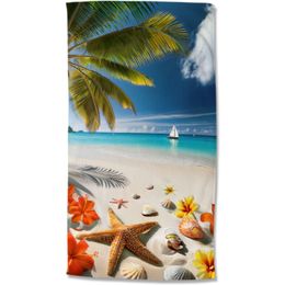 Strandtuch Good Morning "Havana", multi, B:100cm L:180cm, Velours, Mikrofaser, Handt&uuml;cher, Mikrofaser, Velours, Strandtuch, saugf&auml;hig, 100x180, tropisch, strand