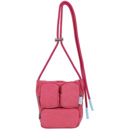 Schultertasche Fritzi aus Preussen "Donny Cross", Damen, Gr. B/H/T: 7cm x 18cm x 14cm, pink, Baumwolle, unifarben, Taschen Schultertasche, mit zwei aufgesetzten Vordertaschen