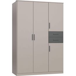 Dreht&uuml;renschrank wimex "Bahamas, Kleiderschrank in den Breiten 90cm oder 135cm erh&auml;ltlich", saharagrau, abgesetzt grafit, B:135cm H:198cm T:58cm, Holzwerkstoff, Schr&auml;nke, Dreht&uuml;renschrank, mit zwei farblich abgesetzten Schubladen